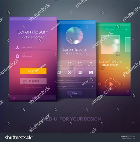 Mobile Application Interface Design Stock Vector Royalty Free 265171064