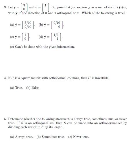 Solved 3 Let Y And U Suppose That You Express Y As A Sum Chegg Com