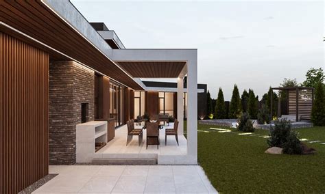Premium Photo 3d Visualization Of A Modern House With A Wooden Facade