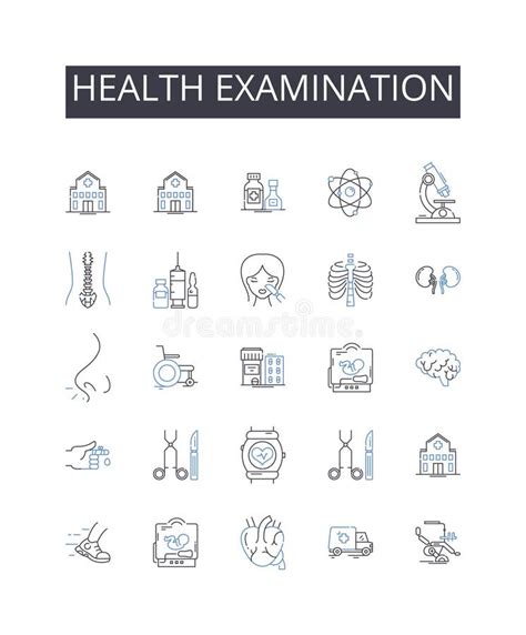 Colección De Iconos De Línea De Examen De Estado Revisión Dental Examen Ocular Prueba De