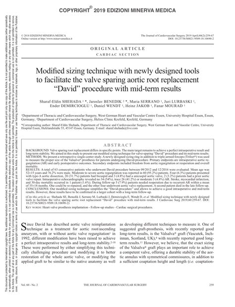 Pdf Modified Sizing Technique With Newly Designed Tools To Facilitate The Valve Sparing Aortic