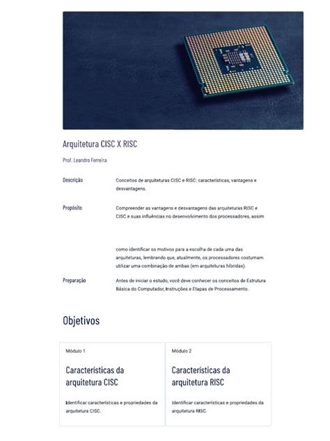 arquitetura cisc x risc pdf