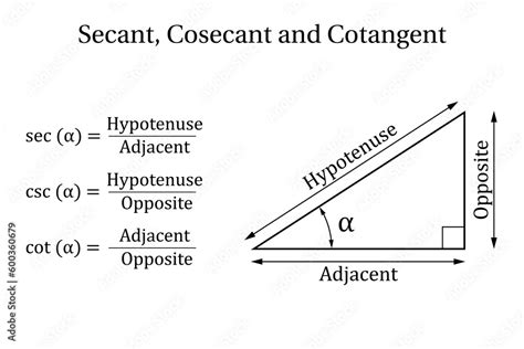 Secant Cosecant And Cotangent Trigonometry Vector Illustration
