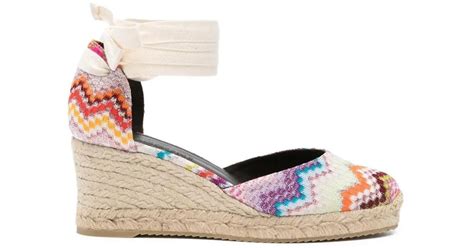 Missoni Chevron Pattern Tie Espadrilles In Pink Lyst