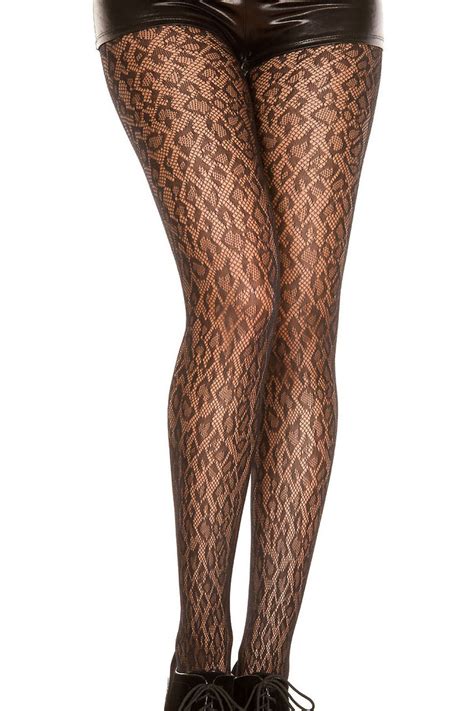 Black Leopard Print Fishnet Pantyhose