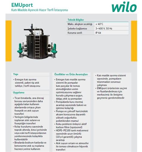 Wİlo Emuport Core 202 21540 380v Kati Madde Ayiricili Hazir Paket Tİp Atik Su Foseptİk Terfİ