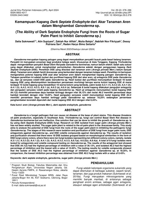 Pdf Kemampuan Kapang Dark Septate Endophyte Dari Akar Tanaman Aren