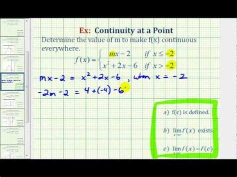 Ex 2: Find the Value of Constant to Make a Piecewise Defined Function Continuous Everywhere ...