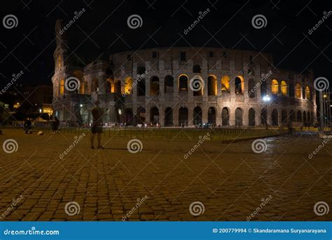 Rome Italy 24 June 2018 Night At The Great Roman Colosseum