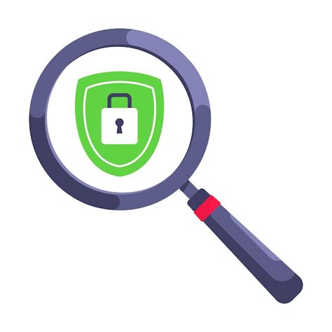Premium Vector Shield With Padlock On It Security Protection Symbol In The Magnifier Circle Glass
