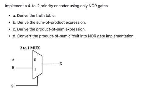 Solved Implement A To Priority Encoder Using Only NOR Chegg