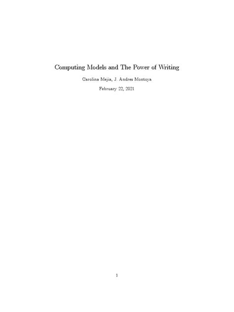 1 Computing Models And The Power Of Writing Pdf Formalism