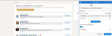 Unable To Scrap All Results In Linkedin Through Extract Data Table
