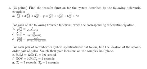 solved 1 25 points find the transfer function for the