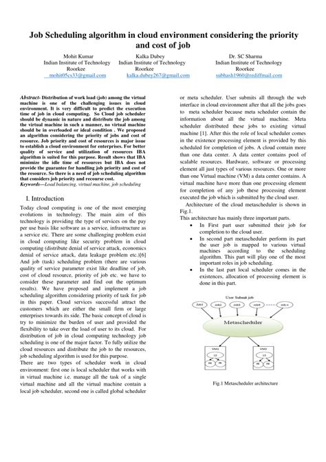 pdf job scheduling algorithm in cloud environment considering the