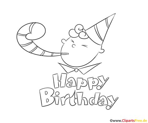 Чорно білий кліпарт клоун на день народження