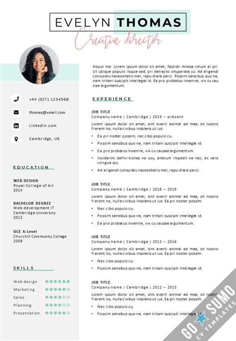CV Template New York Go Sumo CV Templates