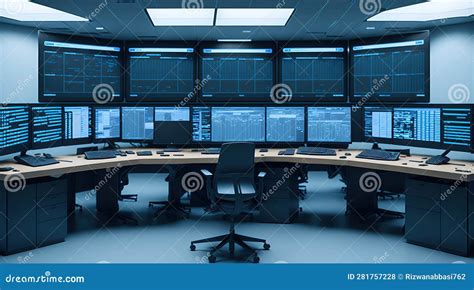 Empty Interior Of Big Modern Security System Control Room Stock Illustration Illustration Of