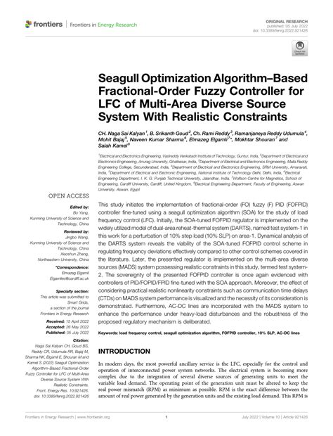Pdf Seagull Optimization Algorithmbased Fractional Order Fuzzy