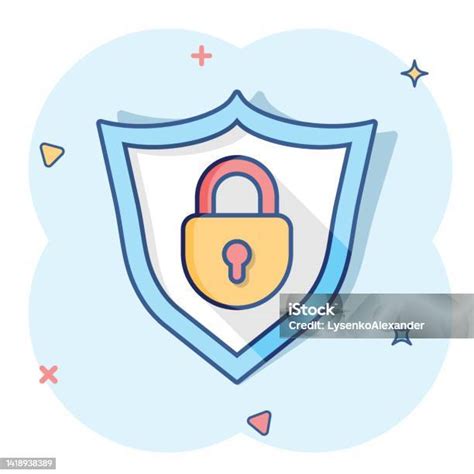 만화 스타일의 방패 보안 아이콘벡터 만화 잠금 장치입니다 보호 일러스트 그림 그림 쉴드 비즈니스 스플래시 효과 개념 경호에 대한 스톡 벡터 아트 및 기타 이미지 Istock