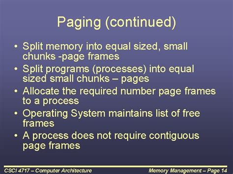 Csci 47175717 Computer Architecture Topic Memory Management Modified