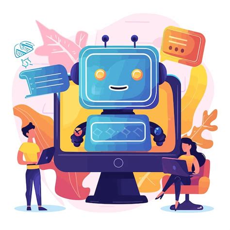 Premium Vector Tinypeoplechattingwithchatbotoncomputer
