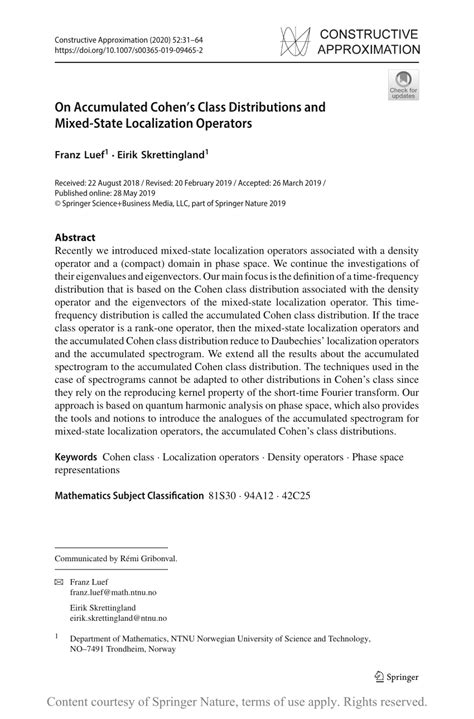On Accumulated Cohens Class Distributions And Mixed State Localization Operators Request Pdf