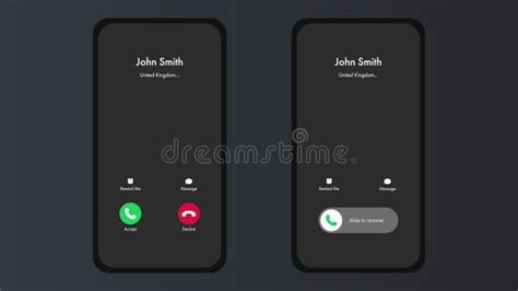 Mockup Incoming Call Voicemail Screen Smartphone Interface Vector