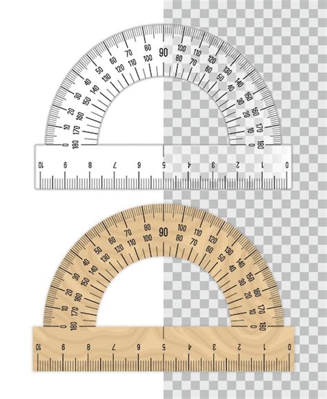 Premium Vector Protractor Ruler Plastic And Wooden Protractors Isolated On White