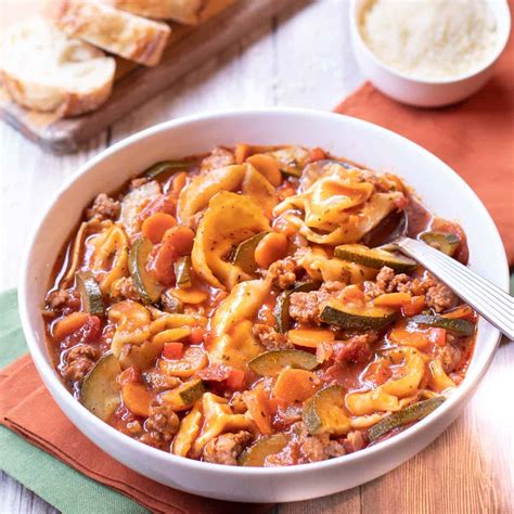 Italian Sausage Tortellini Soup With Carrot And Zucchini A Well