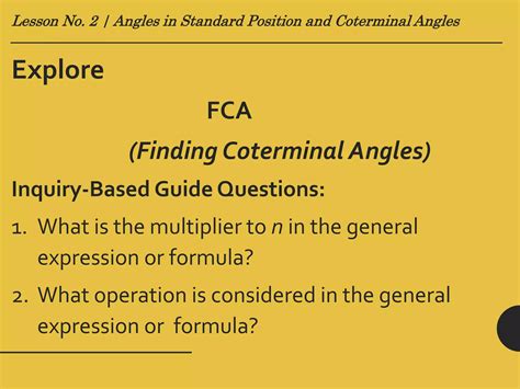 Lesson No 2 Angles In Standard Position And Coterminal Angles Pptx