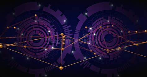 Animation Of Network Of Connections Over Scopes Scanning Stock Footage