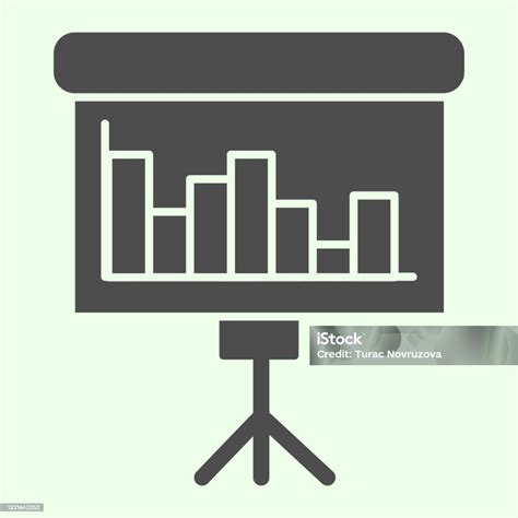 비즈니스 프리젠 테이션 스탠드 단단한 아이콘 흰색 배경에 다이어그램 문말 스타일의 그림과 차트를 뒤집습니다 모바일 개념 및 웹