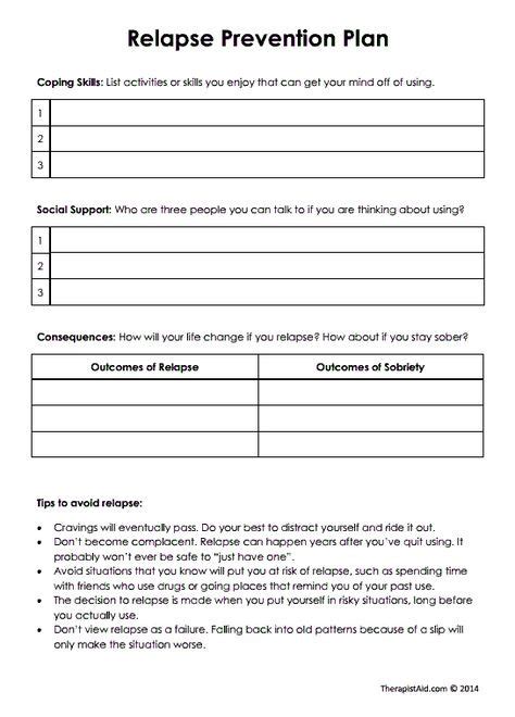 20 Relapse Prevention Plan Template Simple Template Design