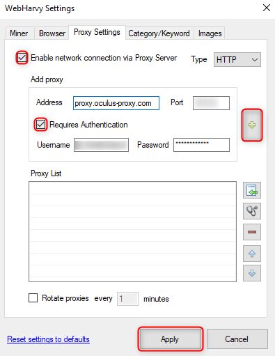 how to set up oculus proxies with webharvy oculus documentation