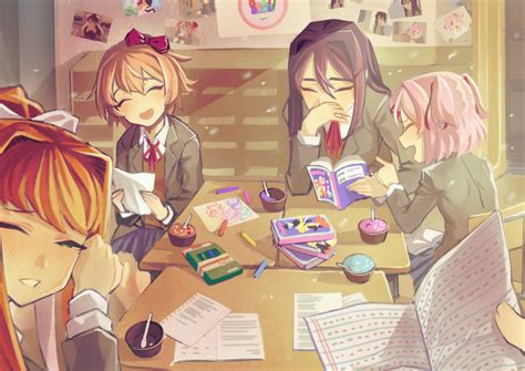 Doki Doki Literature Club Girls Hd Wallpaper By Leroy 3508x2480