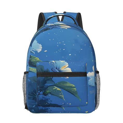 Salouo Hibiscus Flowers Calm Water Print Laptop Backpack 165 Daypack