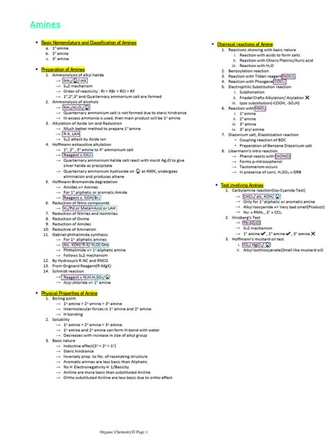 Amines Short Notes Pdf Amine Ammonium