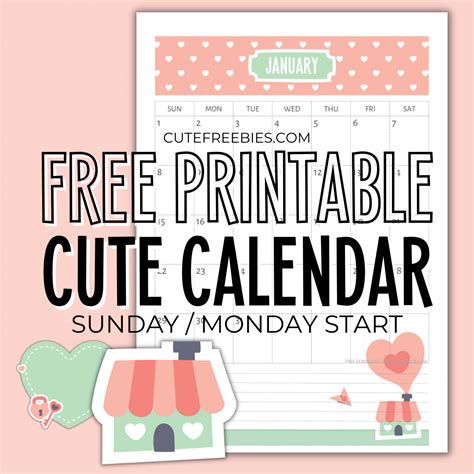 Cutefree Printable Calendar Templates