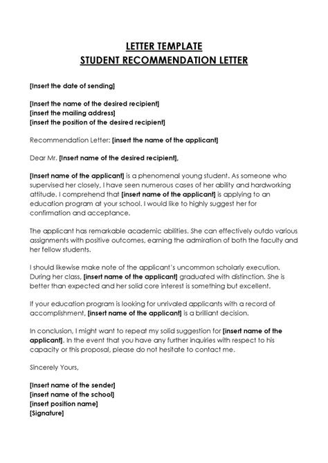 Sample Letter Of Recommendation For A Student At Joanne Magana Blog