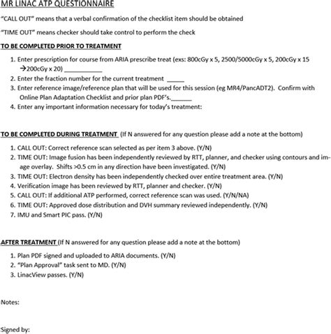 ATP Checklist Used Before During And After A Patient S Treatment Download Scientific Diagram