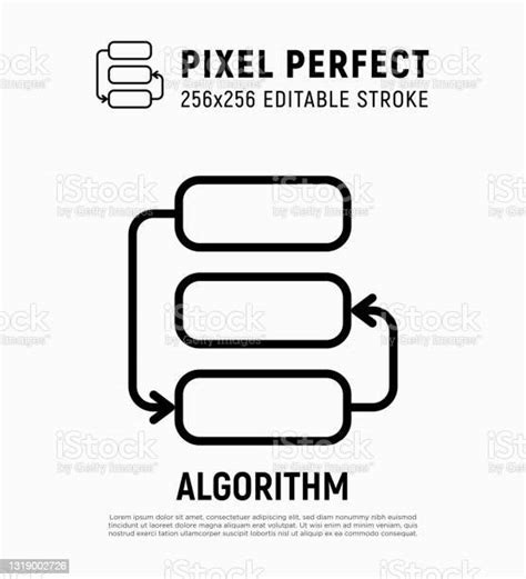 Algorithm Thin Line Icon Flowchart Organization Of Process Pixel