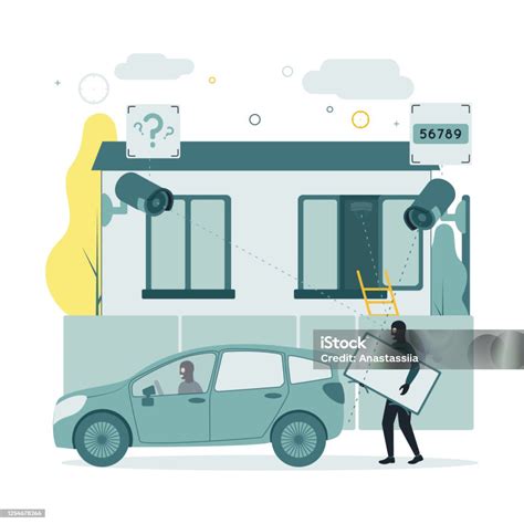 Cctv Ilustrasi Vektor Kamera Cctv Menangkap Kejahatan Tidak Mengenali