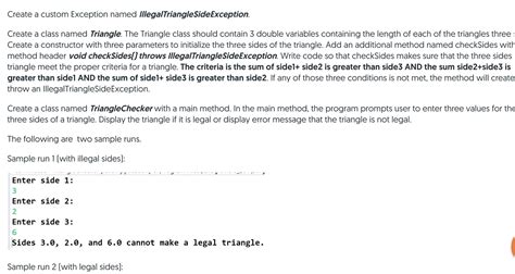 Solved Create A Custom Exception Named Chegg