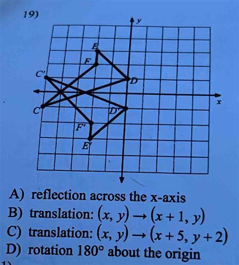 Solved A Reflection Across The X Axis B Translation X Y X X 1 Y