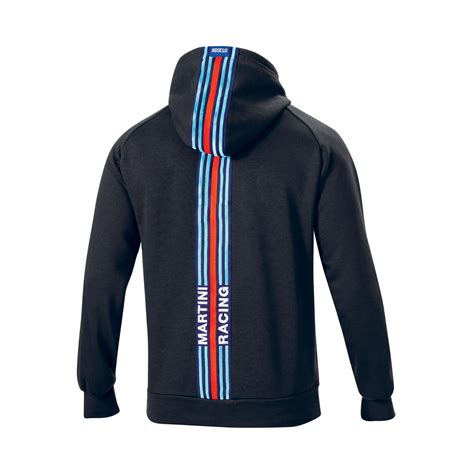 Sparco Mens Stripe Martini Racing Hoodie Black Black Sweatshirts
