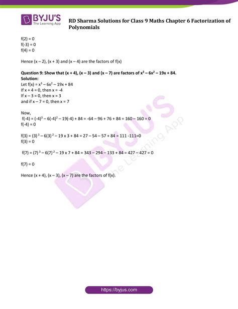 RD Sharma Exercise 6 4 Chapter 6 Class 9 Factorization Of Polynomials