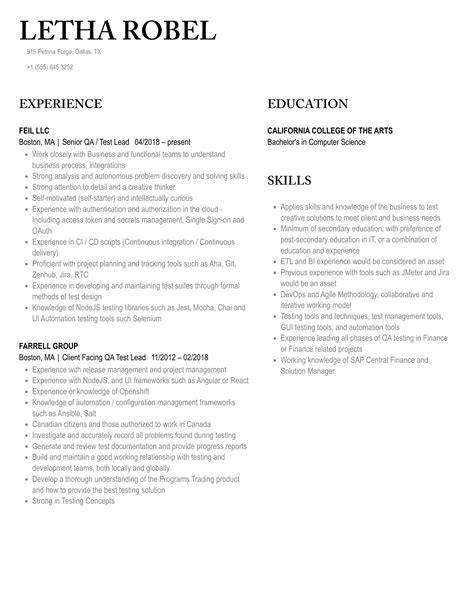 QA Test Lead Resume Samples Velvet Jobs QA Test Lead Resume Samples Velvet Jobs