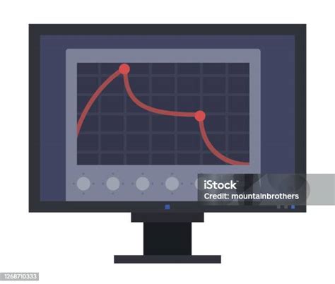 모니터 스크린 에 두 개의 점으로 빨간색 그래프의 이미지 뮤지션 벡터 아이콘 평면 격리 된 그림 곡선에 대한 스톡 벡터 아트 및 기타 이미지 Istock