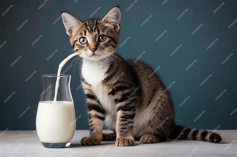 Premium Photo Cat With Milk
